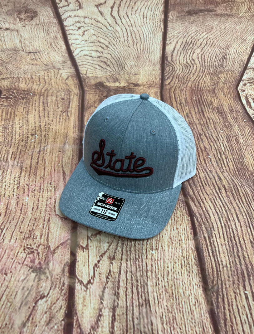 Richardson State Script Puff Heather Grey/White