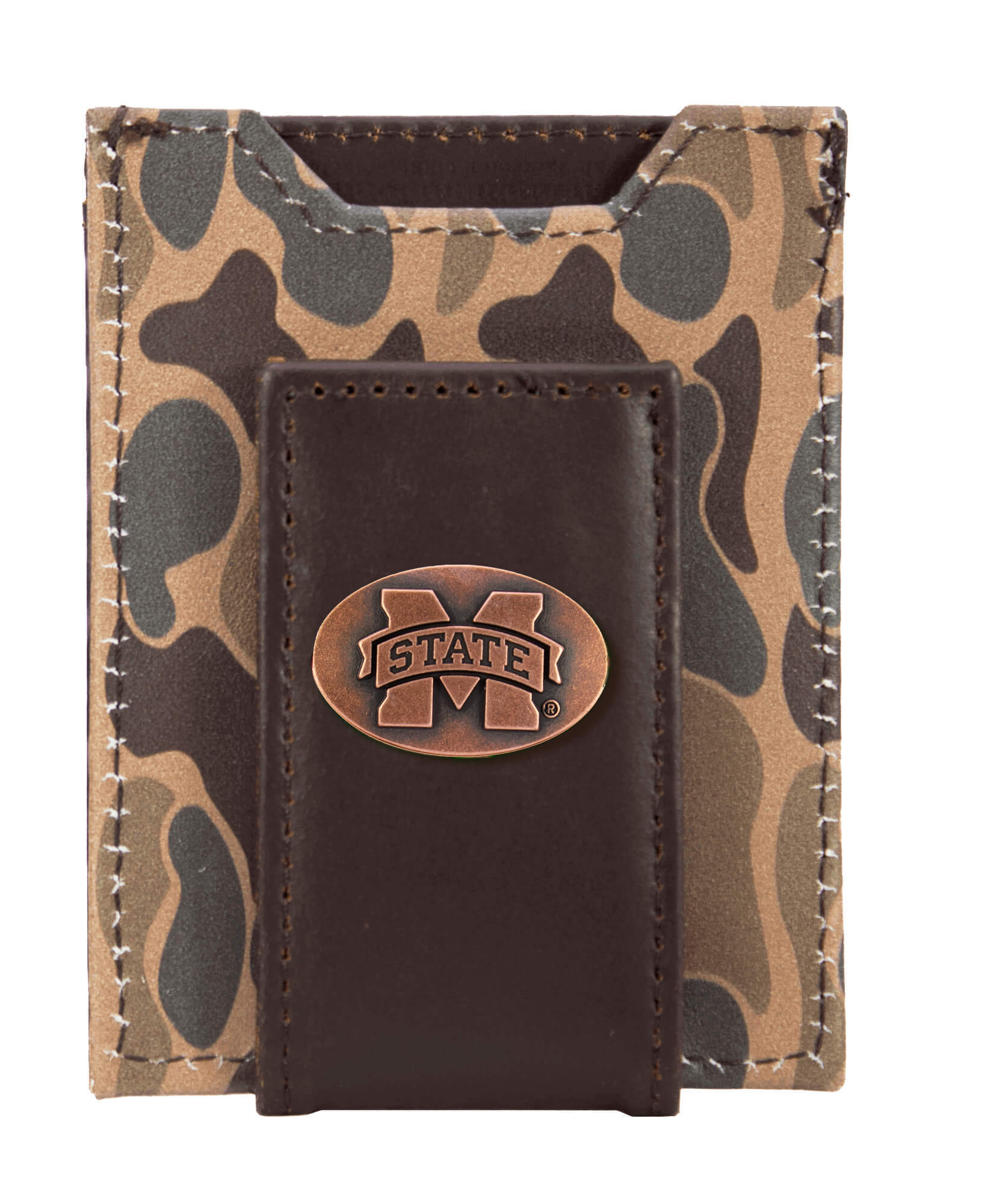Zep-Pro Old School Brown Camo Front Pocket Money Clip - Mississippi St
