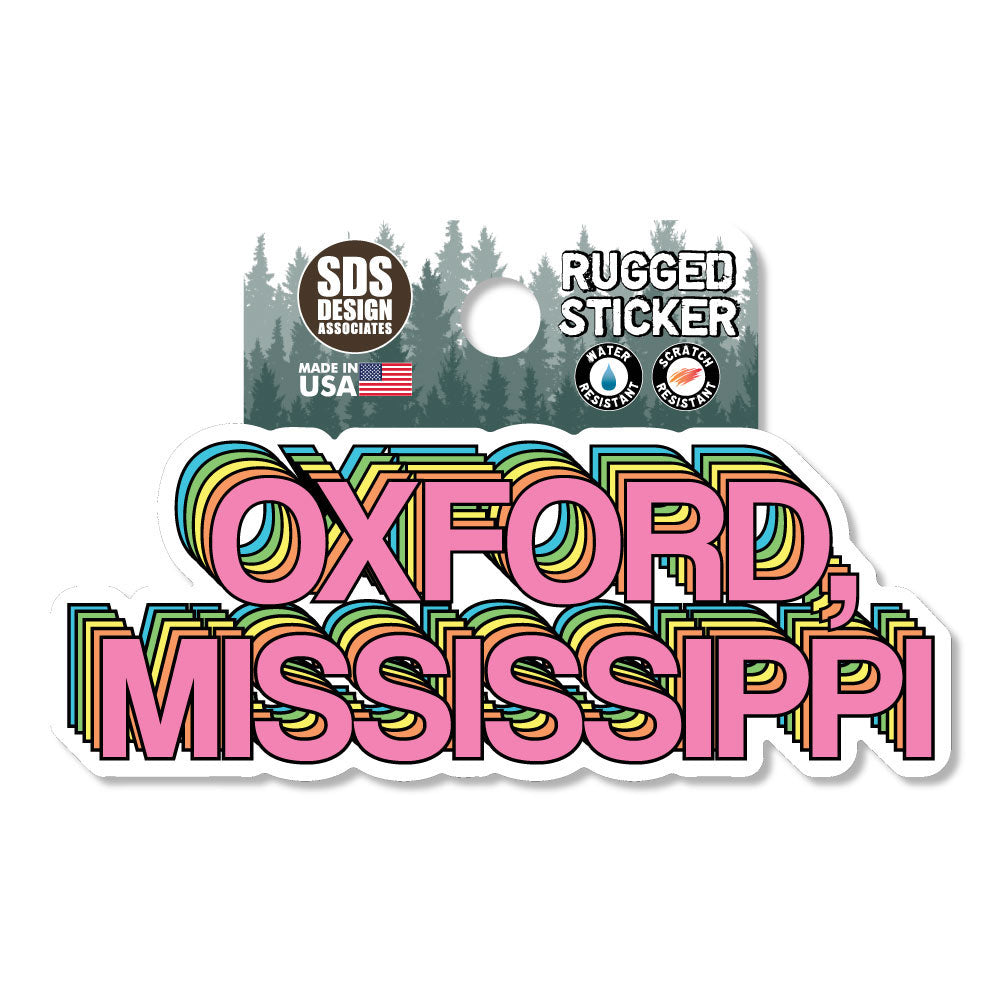 Oxford MS Rainbow Stacked Rugged Sticker – The College Corner