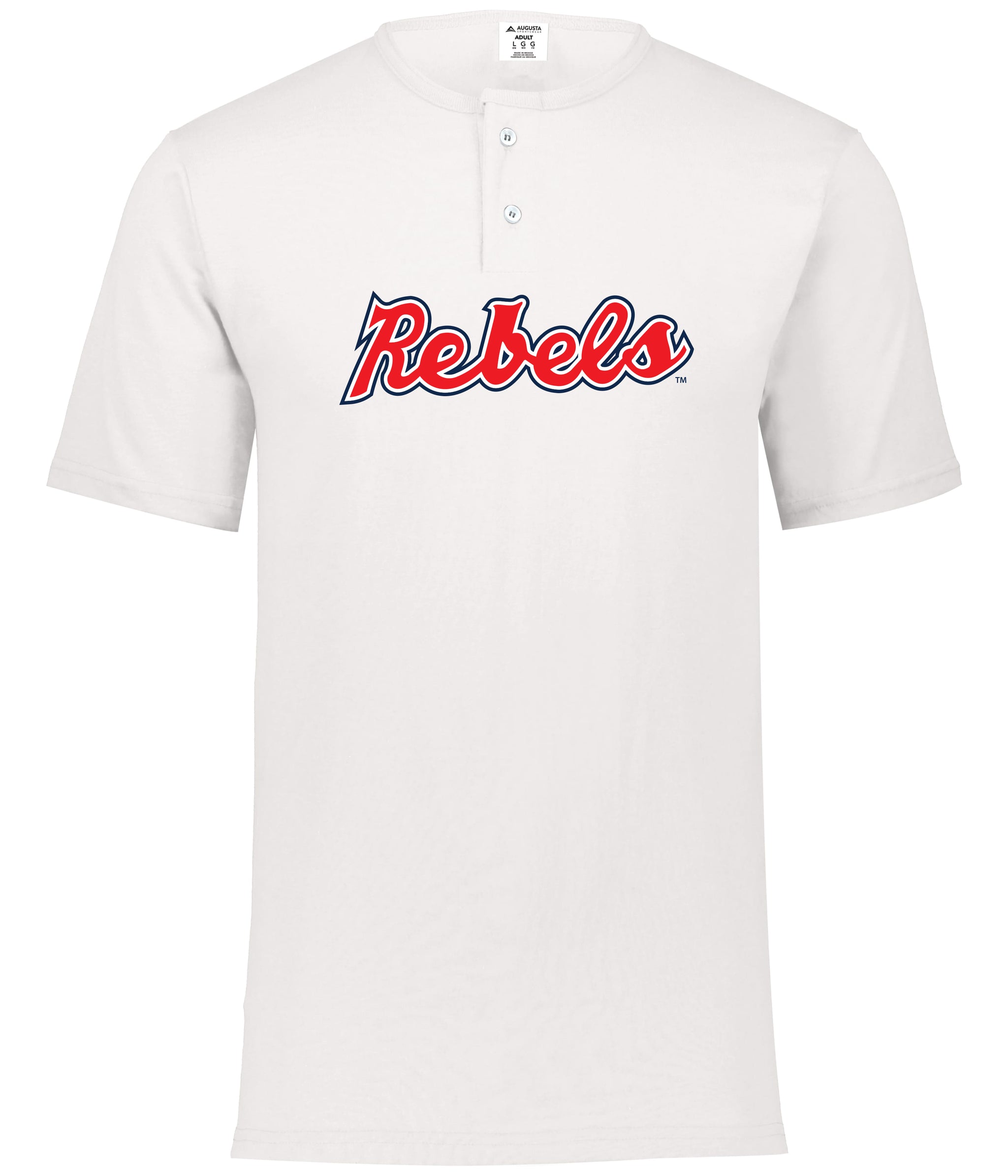 White Henley with Rebels Script