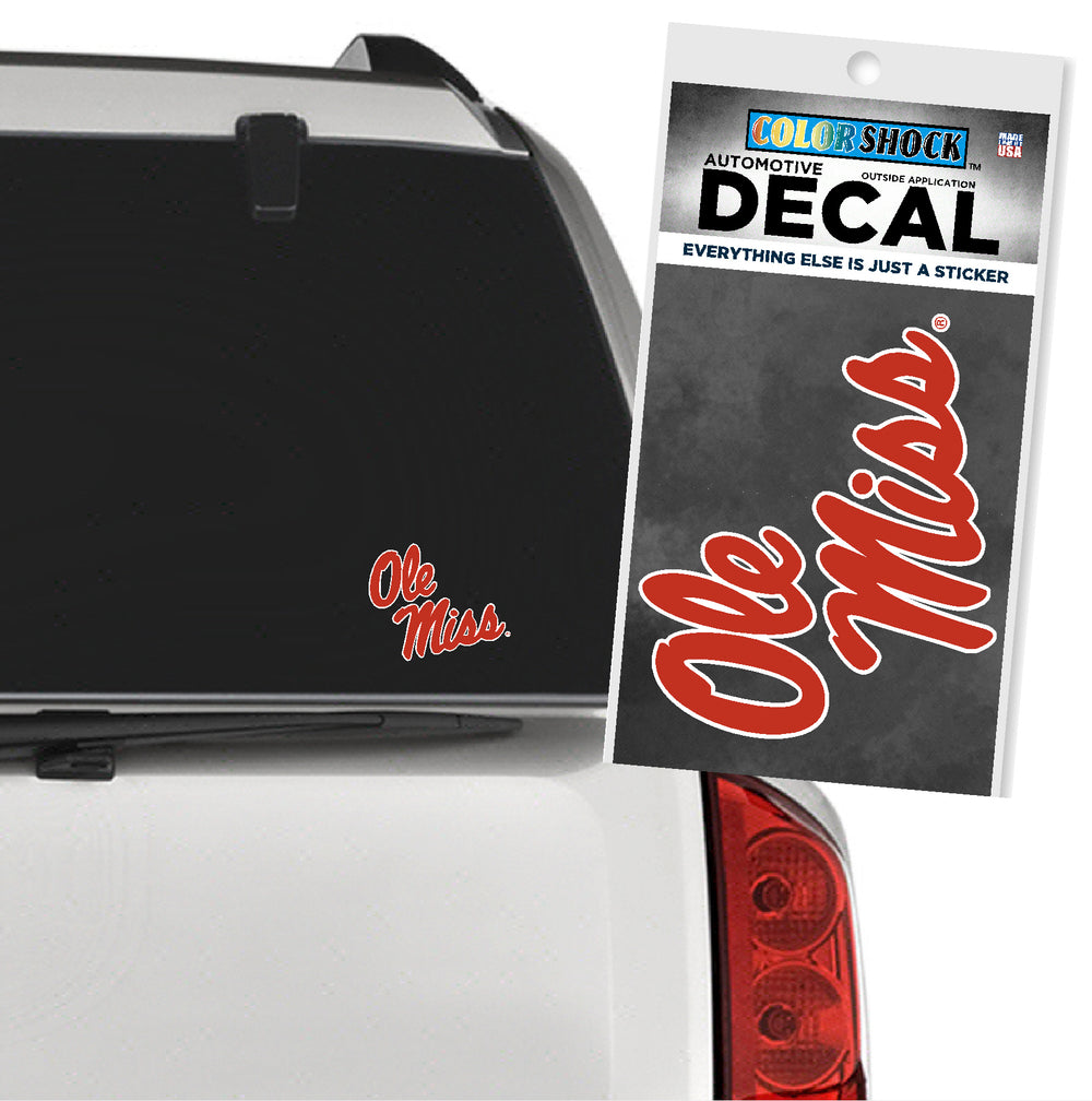 Ole Miss Stack Script Decal - Red with White Outline – The College Corner