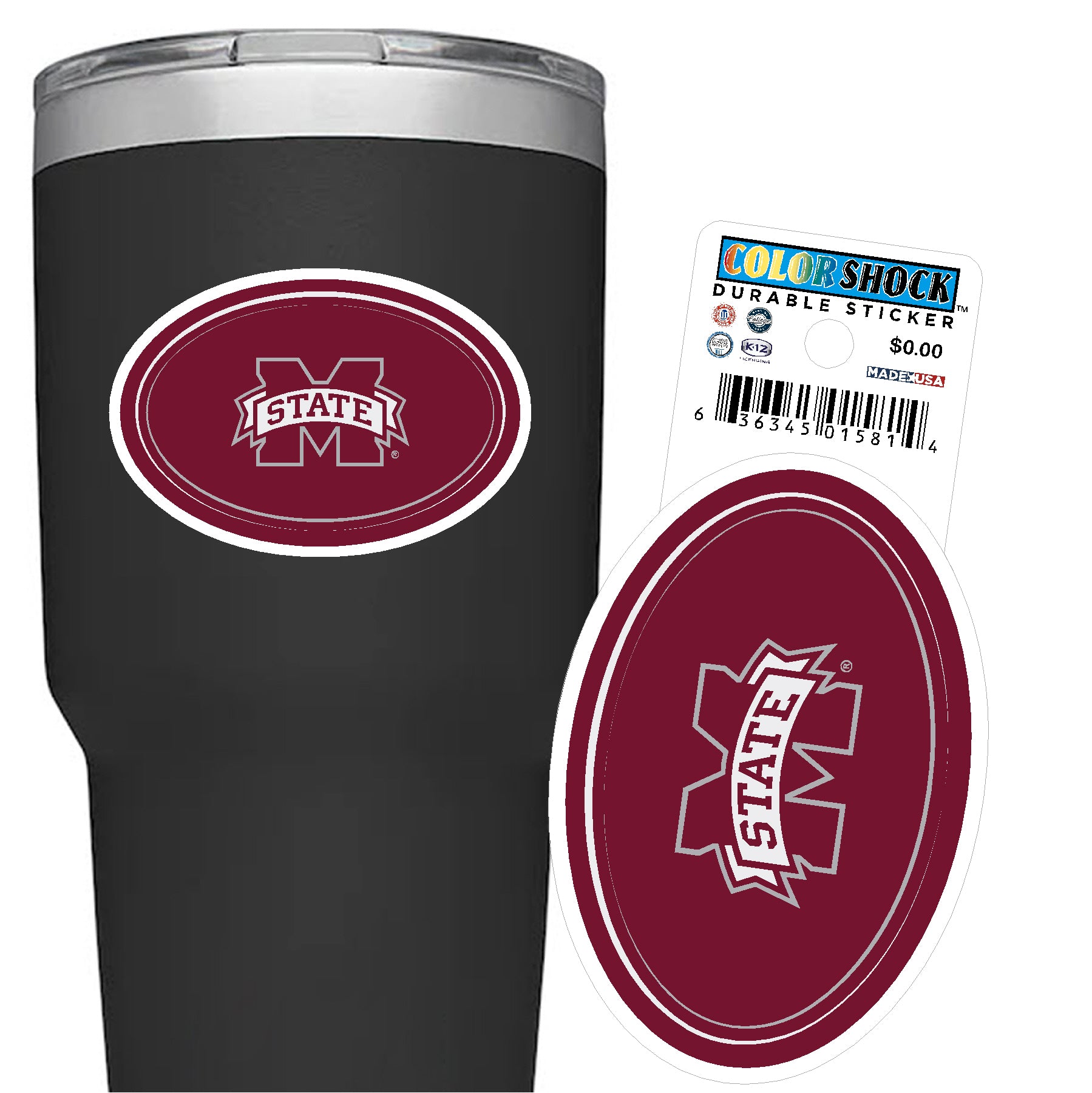 Color Shock MS State Banner Oval Decal – The College Corner